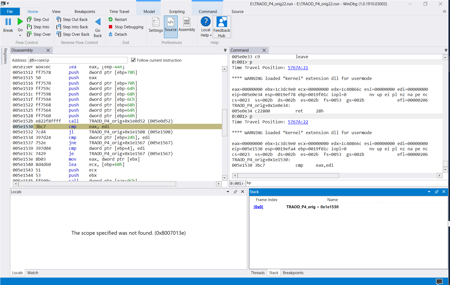 Stack is not displayed when going back in ttd · Issue #34 · microsoft/WinDbg-Feedback · GitHub
