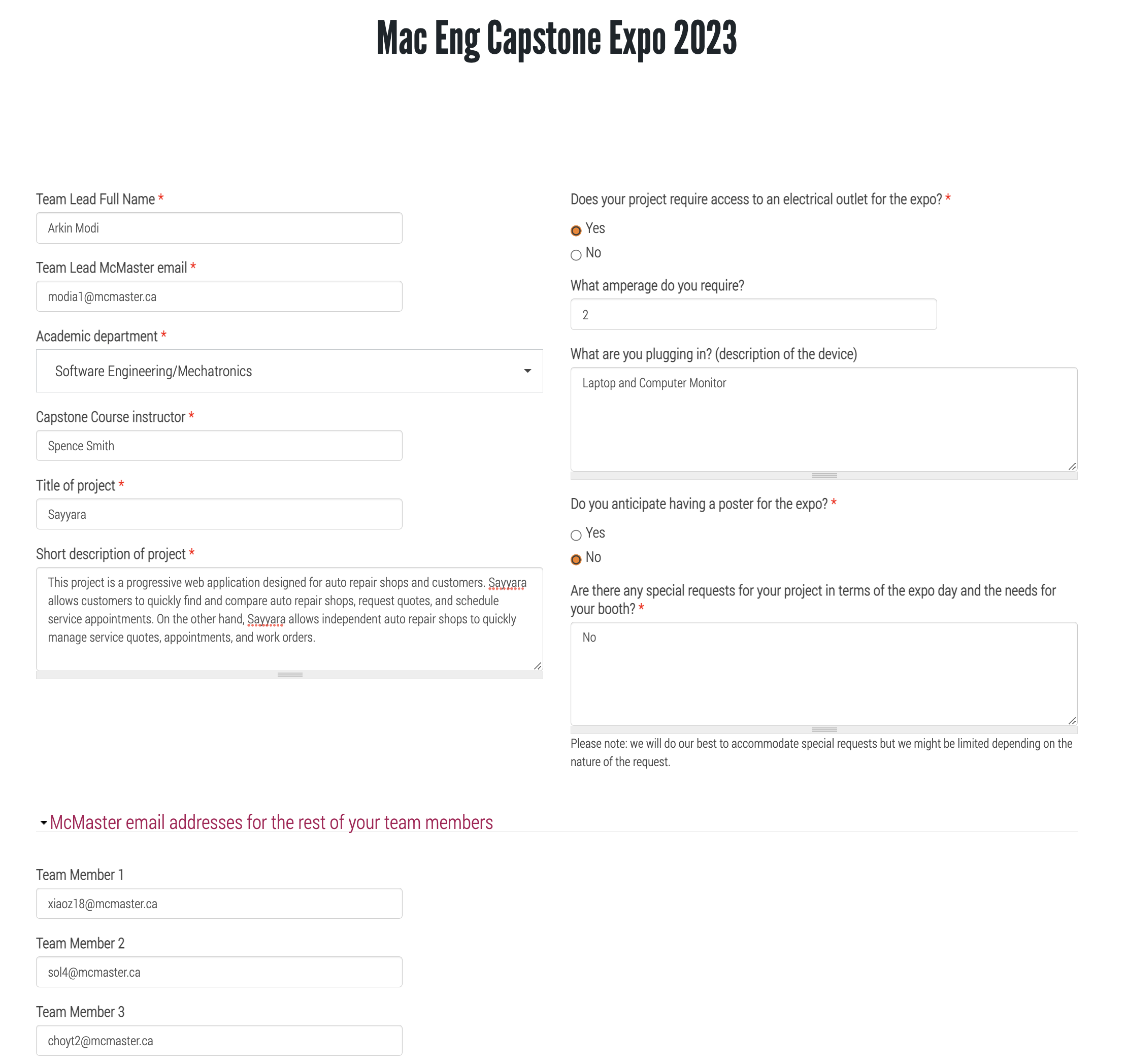 Register for McMaster Engineering Expo · Issue #278 · arkinmodi/project-sayyara · GitHub