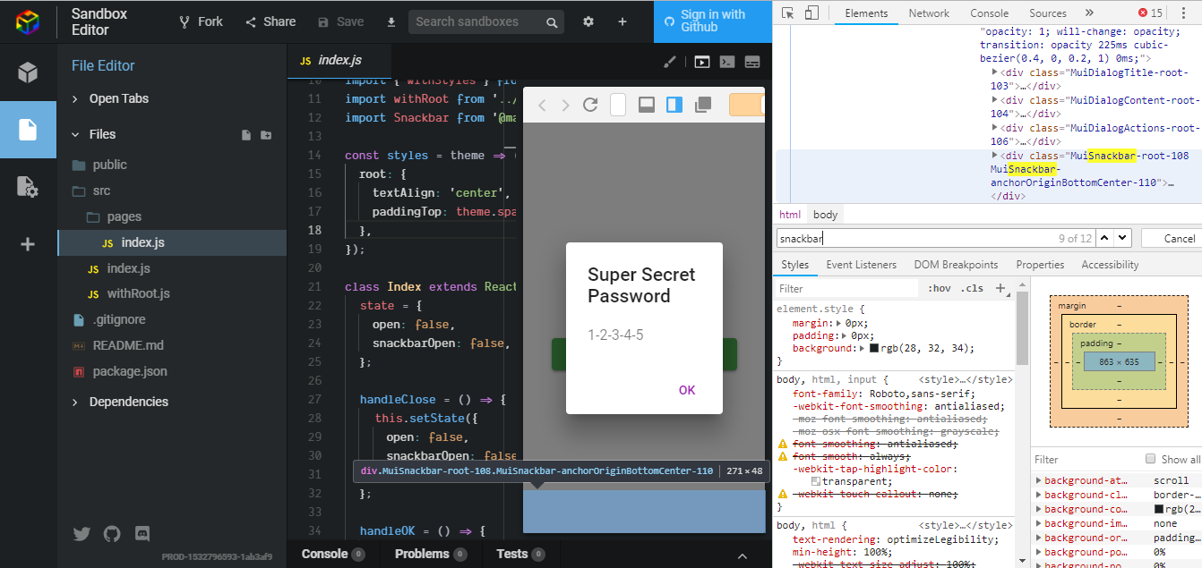 Snackbar is not showing over a Dialog · Issue #12381 · mui/material-ui ...