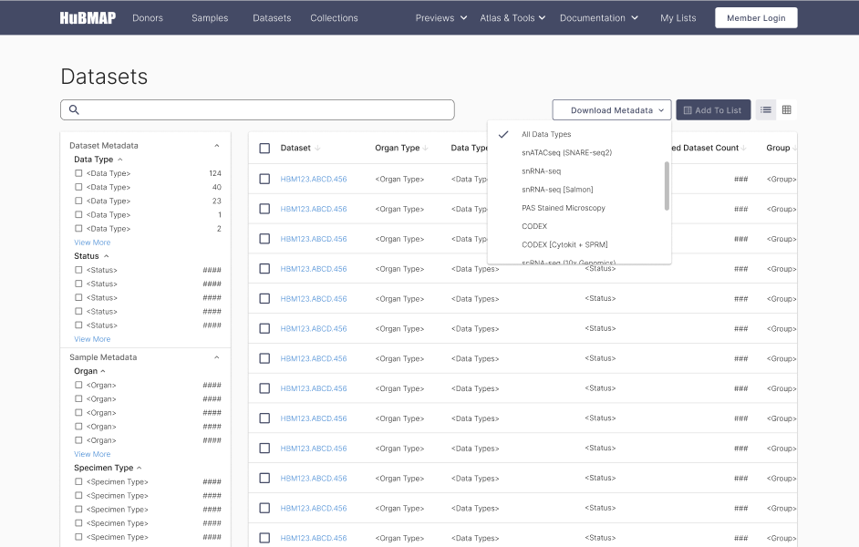 Add metadata table download to search pages · Issue #2079 · hubmapconsortium/portal-ui · GitHub