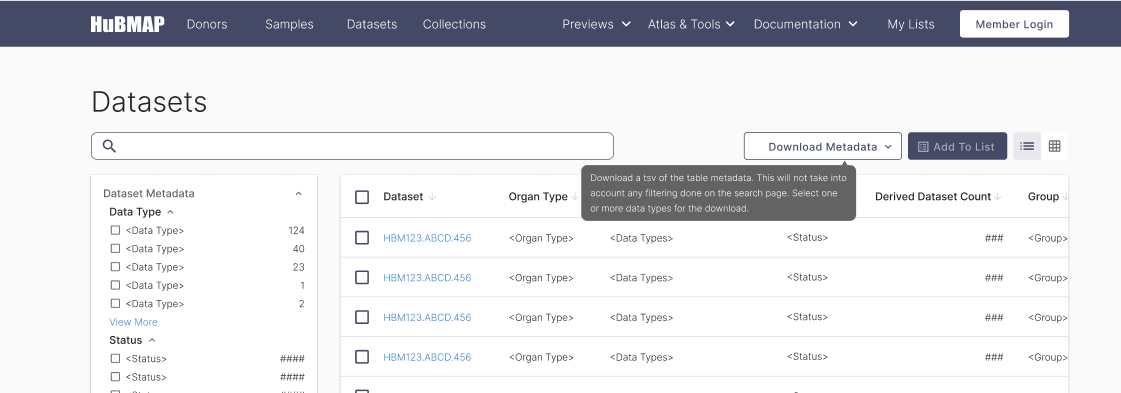 Add metadata table download to search pages · Issue #2079 · hubmapconsortium/portal-ui · GitHub