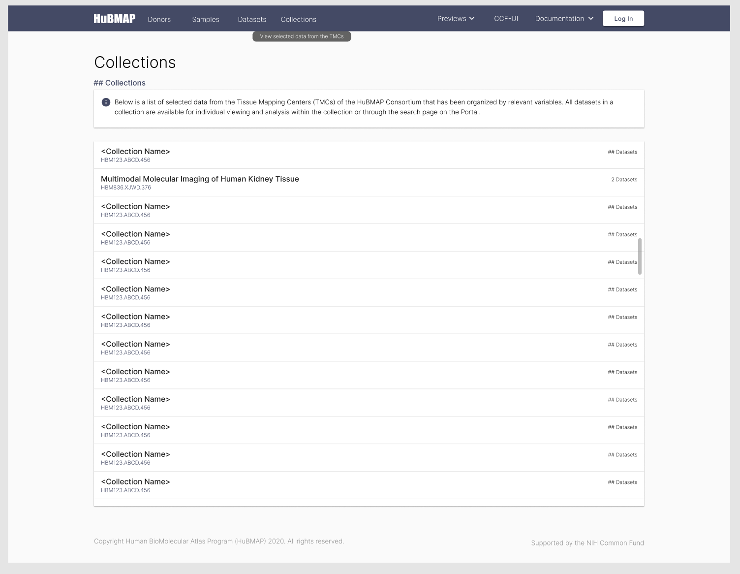 Add description and tooltip to collections · Issue #847 · hubmapconsortium/portal-ui · GitHub