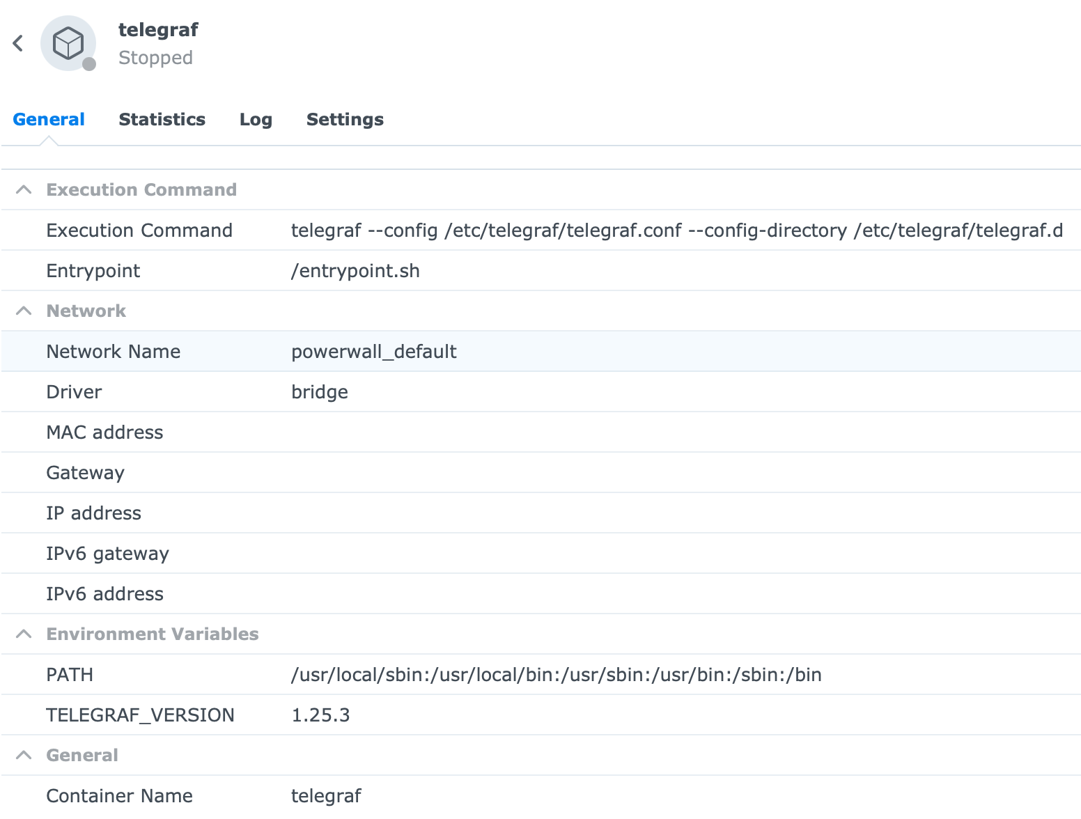 Telegraf Error on Synology NAS · Issue #310 · jasonacox/Powerwall-Dashboard · GitHub