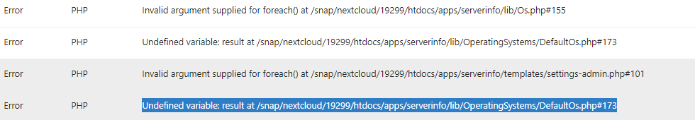 undefined variable error in /lib/OperatingSystems/DefaultOs.php #173 · Issue #184 · nextcloud ...