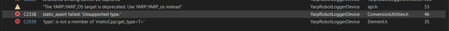 Unable to compile YarpRobotLoggerDevice on Windows · Issue #579 · ami-iit/bipedal-locomotion ...