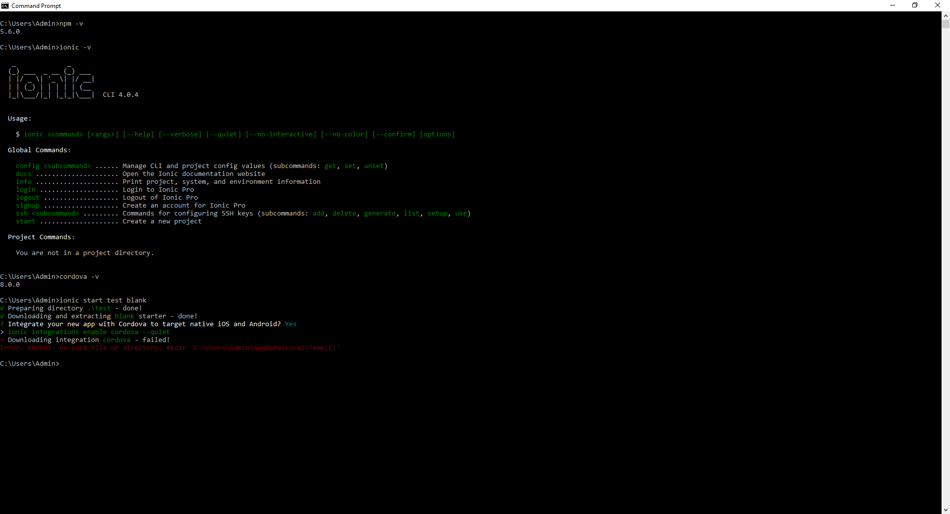 Cant Create New Project · Issue 3487 · Ionic Teamionic Cli · Github