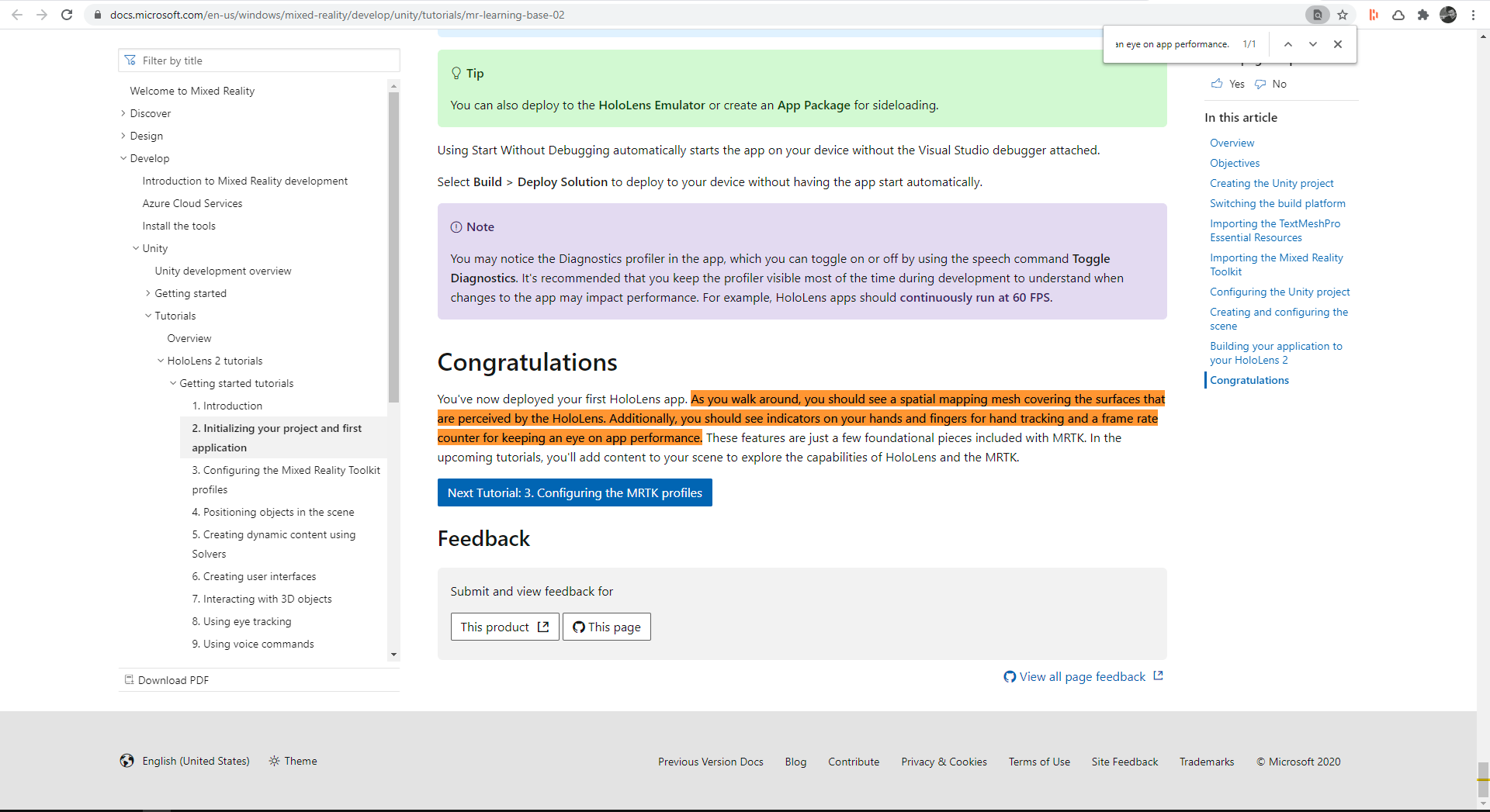 Tutorial does not describe what to expect after deploying to Hololens · Issue #59 ...