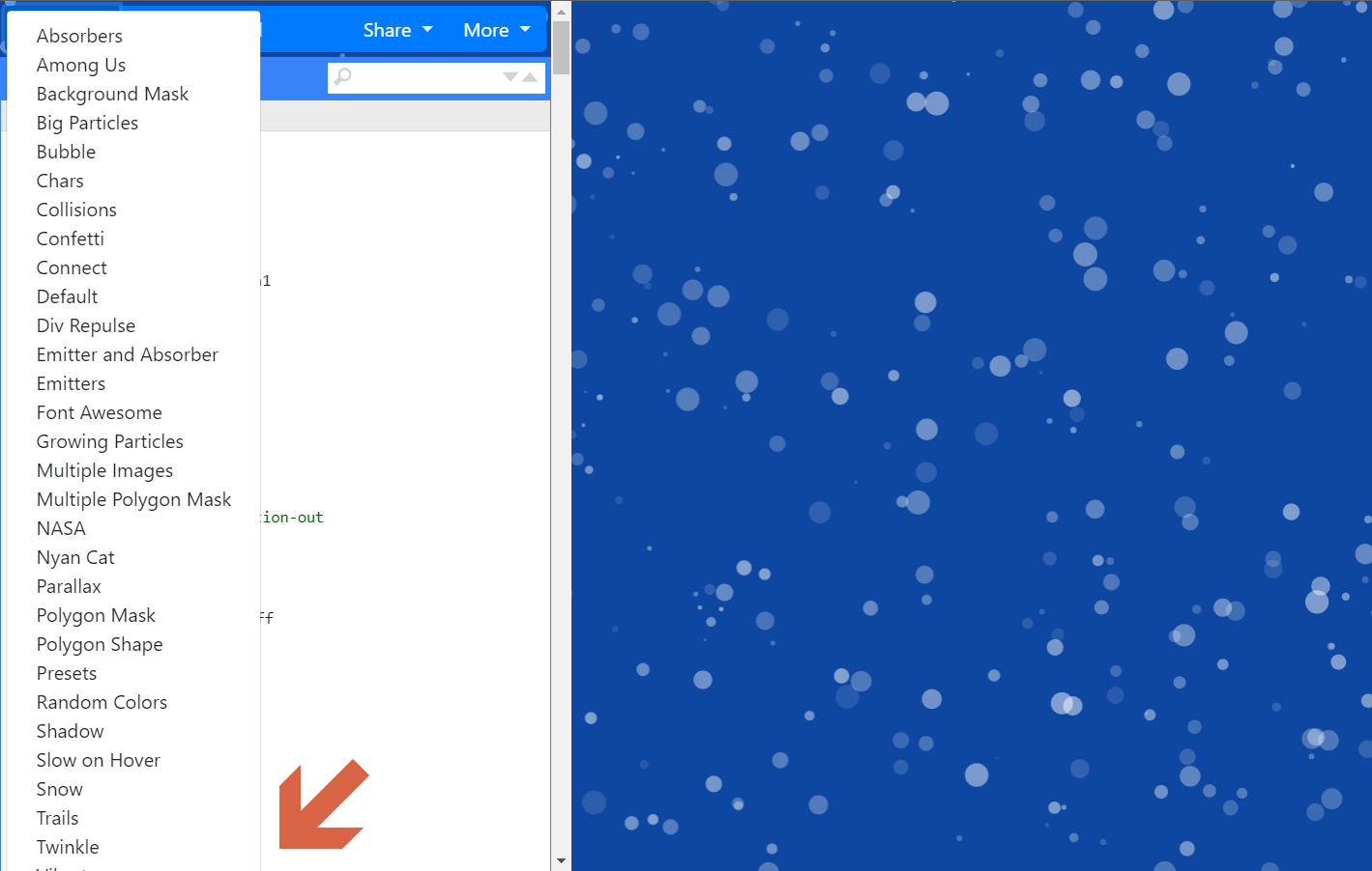 [Bug]: Can't scroll the preset in the demo page · Issue #2283 · tsparticles/tsparticles · GitHub