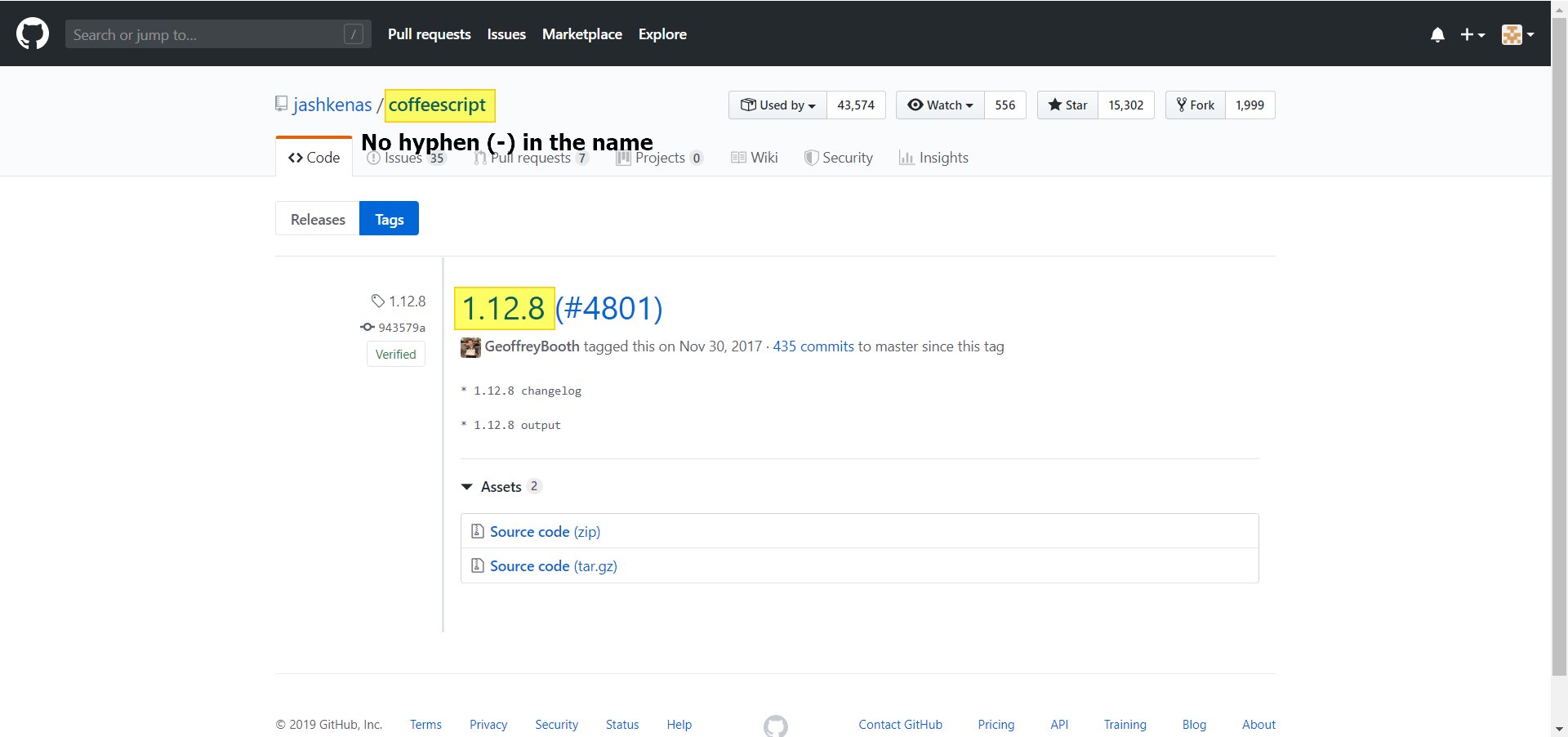 Invalid package name & version number · Issue #2432 · librariesio/libraries.io · GitHub