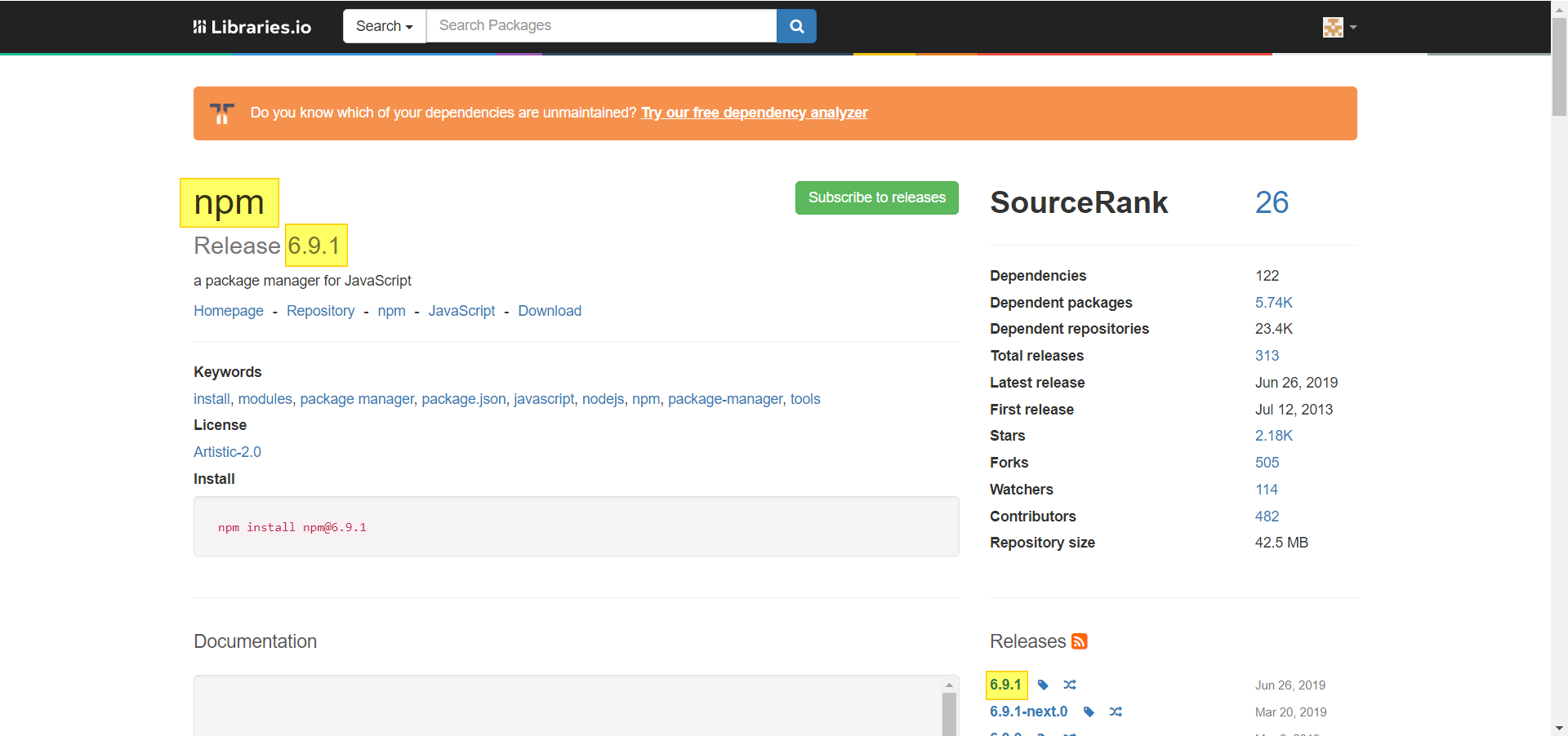 Invalid package name & version number · Issue #2432 · librariesio/libraries.io · GitHub
