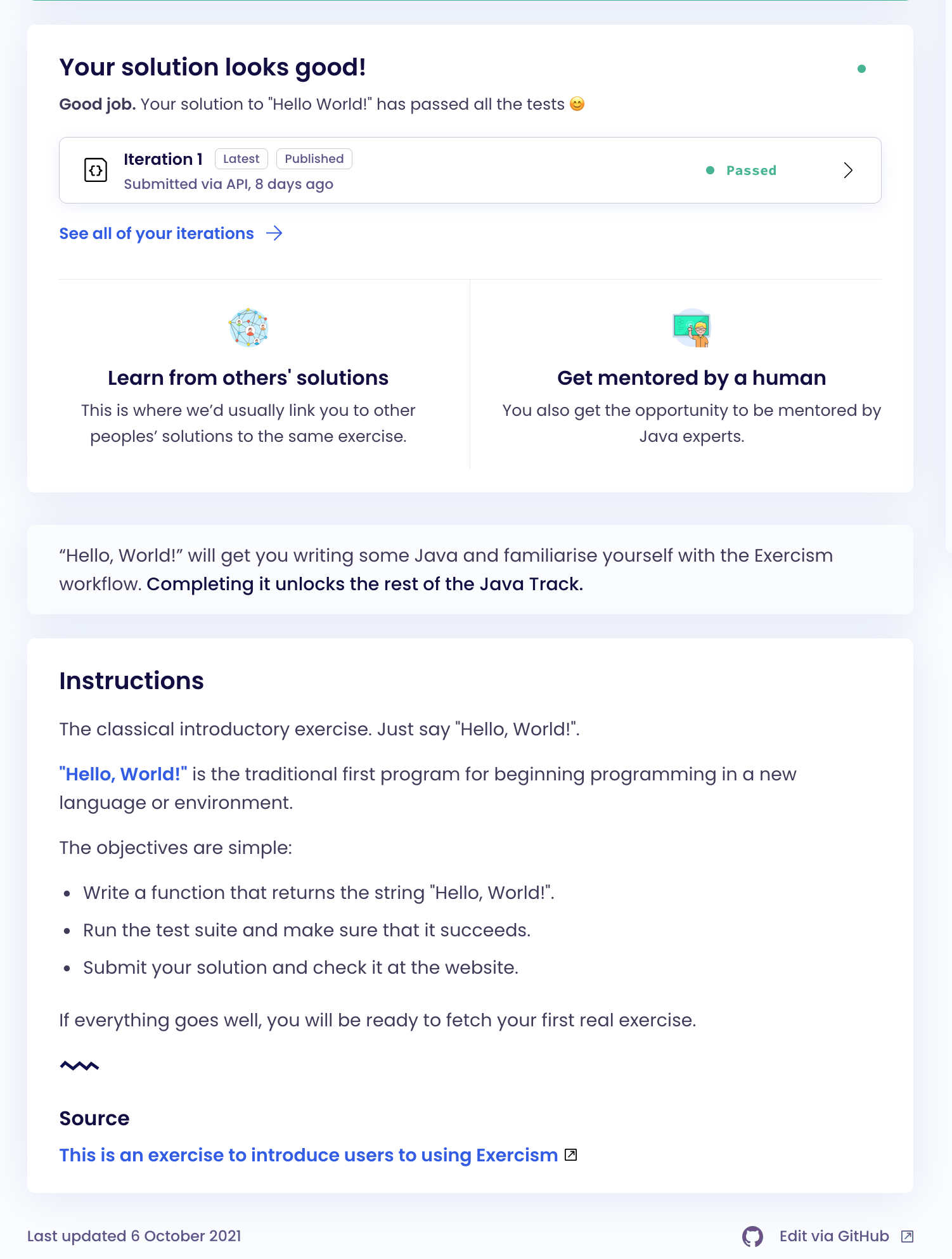 "Hello, World!" exercises of tracks, requesting mentorship link · Issue ...
