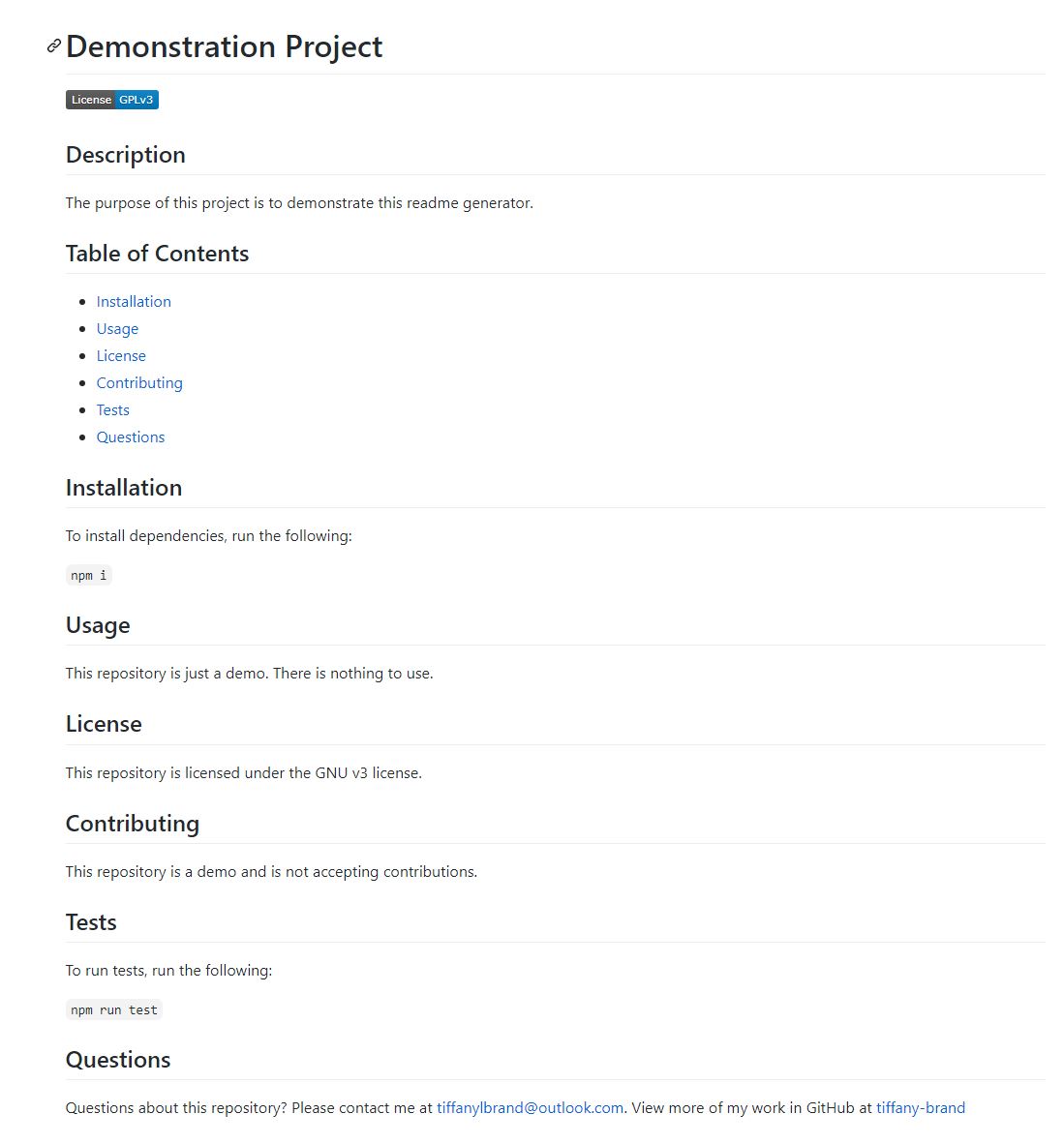 GitHub - tiffany-brand/professional-README-generator: A command line application that allows the ...