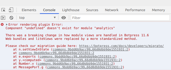 [BUG] Analytics shows white screen. Error: Component undefined doesn't exist for module ...