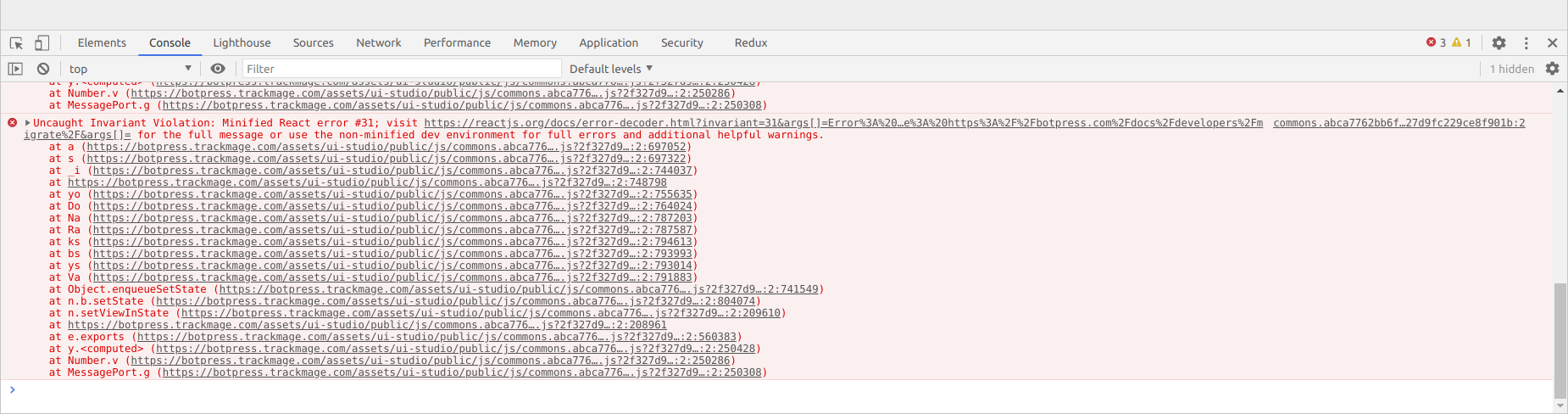 [BUG] Analytics shows white screen. Error: Component undefined doesn't exist for module ...