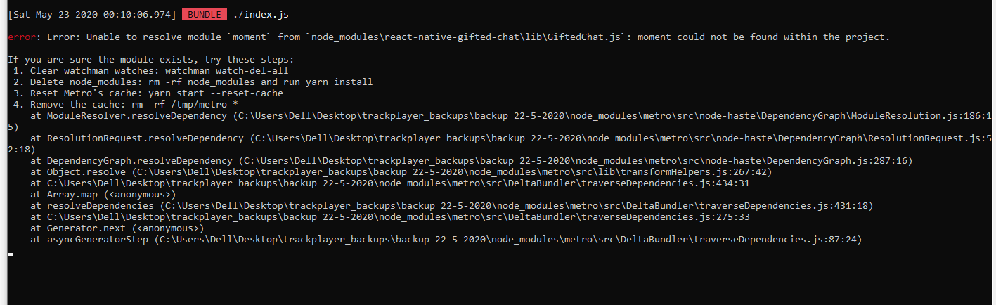 Unable to reolve module 'moment' from node_modules\react-native-gifted-chat\lib\GiftedChat.js ...