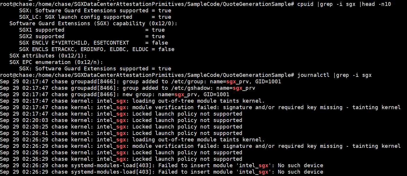 Hyper-v in Win10 Failed to insert module 'intel_sgx':no such device ...