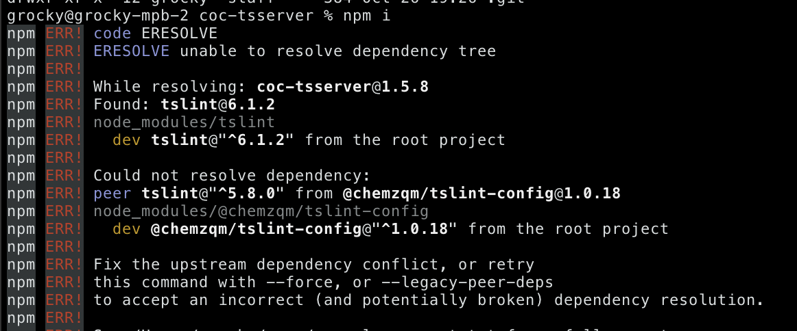 Installation fails resolving tslint dependency · Issue #219 · neoclide/coc-tsserver · GitHub