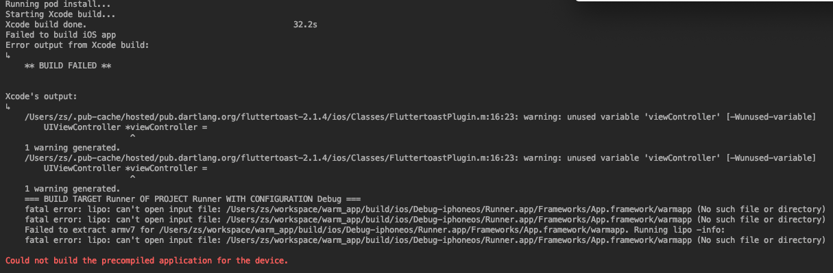fatal error: lipo: can't open input file: · Issue #25200 · flutter/flutter · GitHub