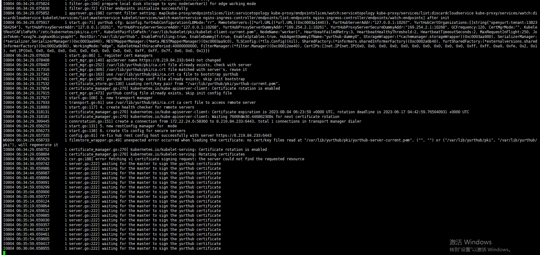 [BUG] waiting for the master to sign the yurthub certificate · Issue #940 · openyurtio/openyurt ...