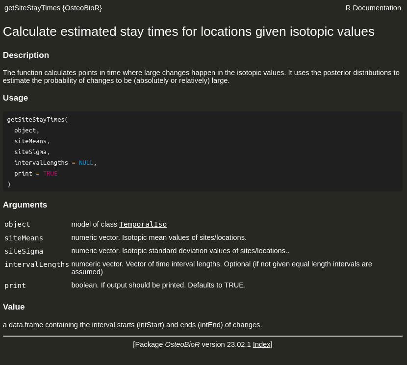 Document in a CRAN style all inputs for function(s) for modeling ...