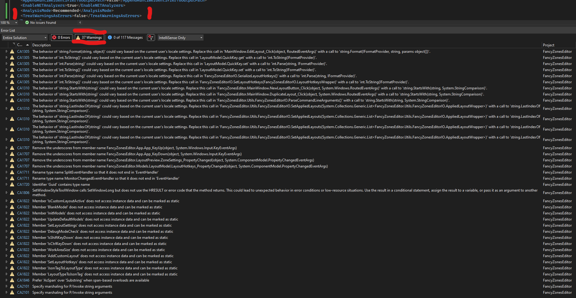 FxCop for FancyZone editor · Issue #8463 · microsoft/PowerToys · GitHub