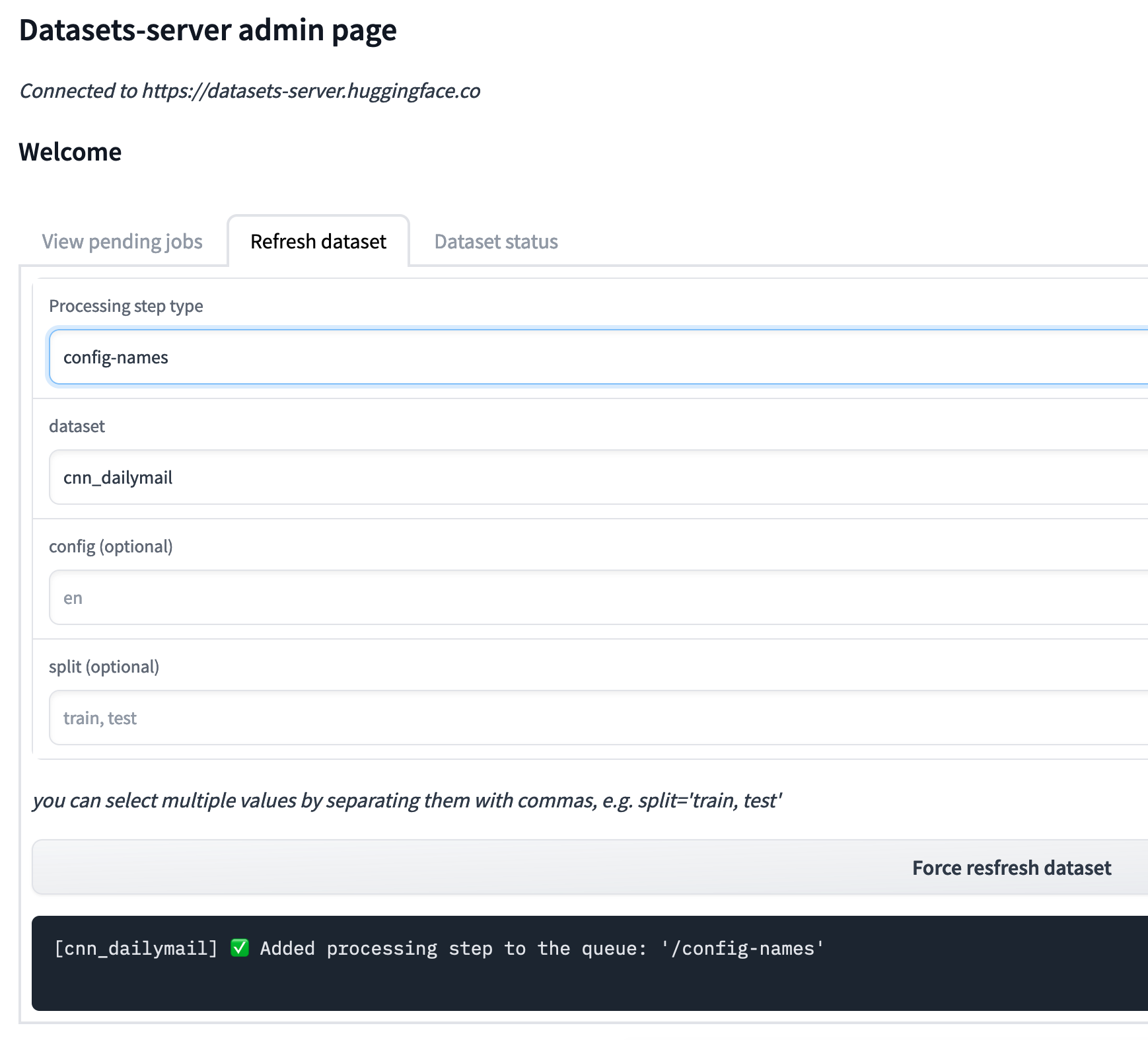Unable to refresh certain jobs in the admin UI · Issue #1130 · huggingface/dataset-viewer · GitHub