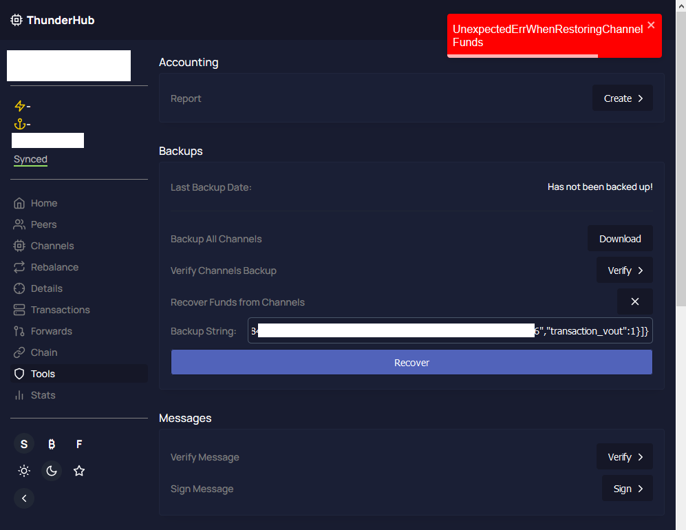 Problems restoring channels after LND db corrupted · Issue #142 · apotdevin/thunderhub · GitHub