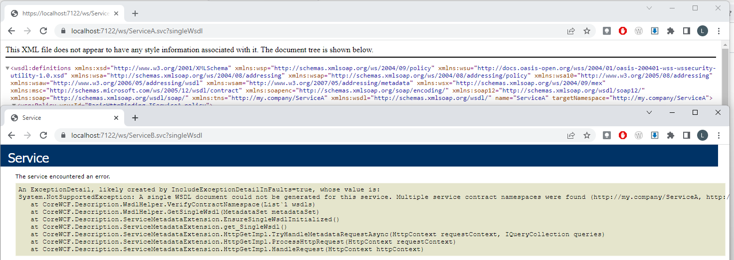 Error When Publishing Services With Different Namespaces · Issue 645 · Corewcfcorewcf · Github 