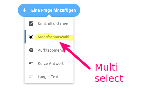 "Mehrfachauswahl" (Multi select) allows only a single selection · Issue ...