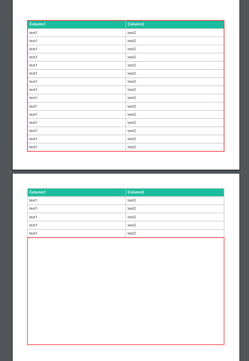 The table border is not positioned correctly on the second page · Issue ...