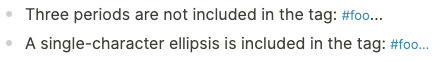 Single-character ellipsis "…" is counted as part of a hashtag ...