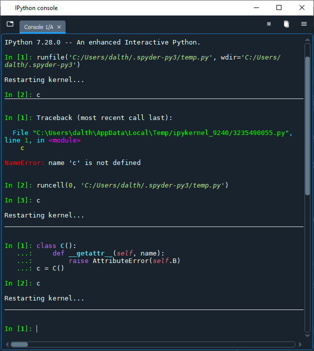 Invalid `__getattr__` wrecks iPython · Issue #16613 · spyder-ide/spyder · GitHub