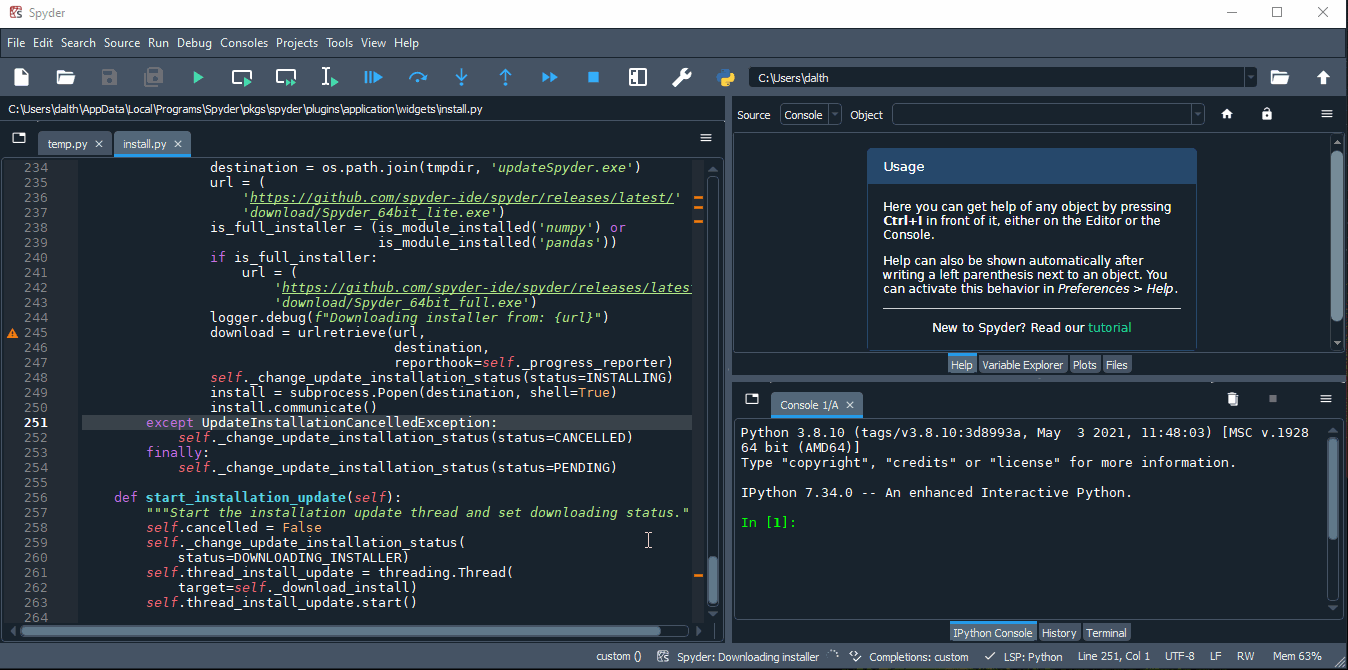 New update status bar default message, visibility behavior and update ...