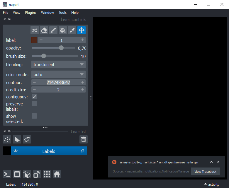`ValueError` and `MemoryError` raise when setting a big value as label contour · Issue #5798 ...
