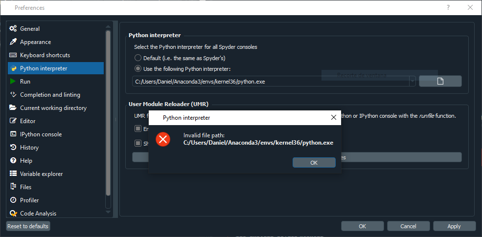 Issue when changing Python interpreters · Issue #13996 · spyder-ide ...