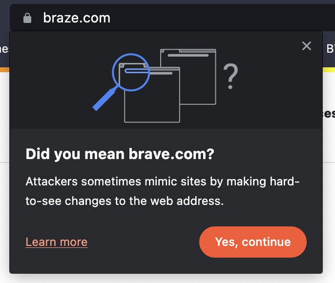 Lookalike URL popup has a broken Learn more link · Issue #31396 · brave/brave-browser · GitHub