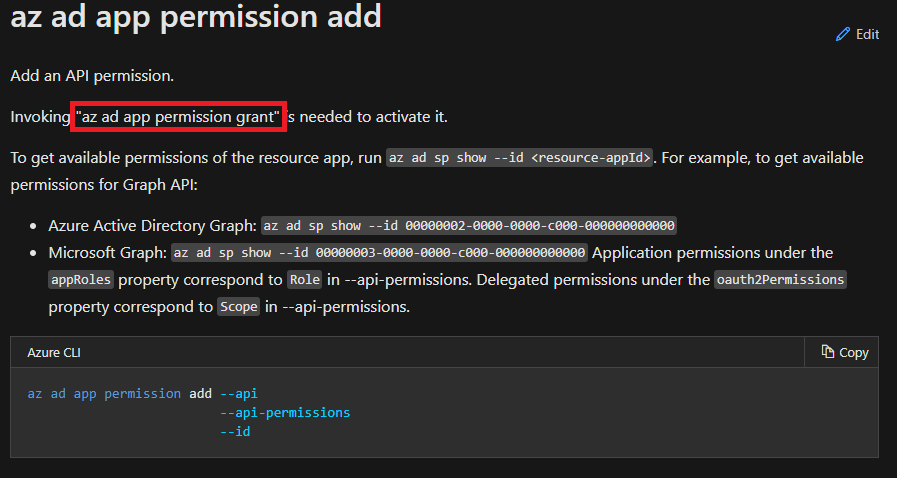 Fix `az Ad App Permission Grant` In The Docs · Issue 17416 · Azureazure Cli · Github 