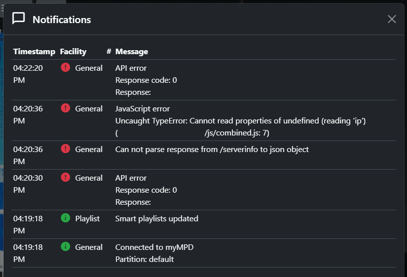 Fail gracefully if API request fails or is redirected · Issue #984 · jcorporation/myMPD · GitHub