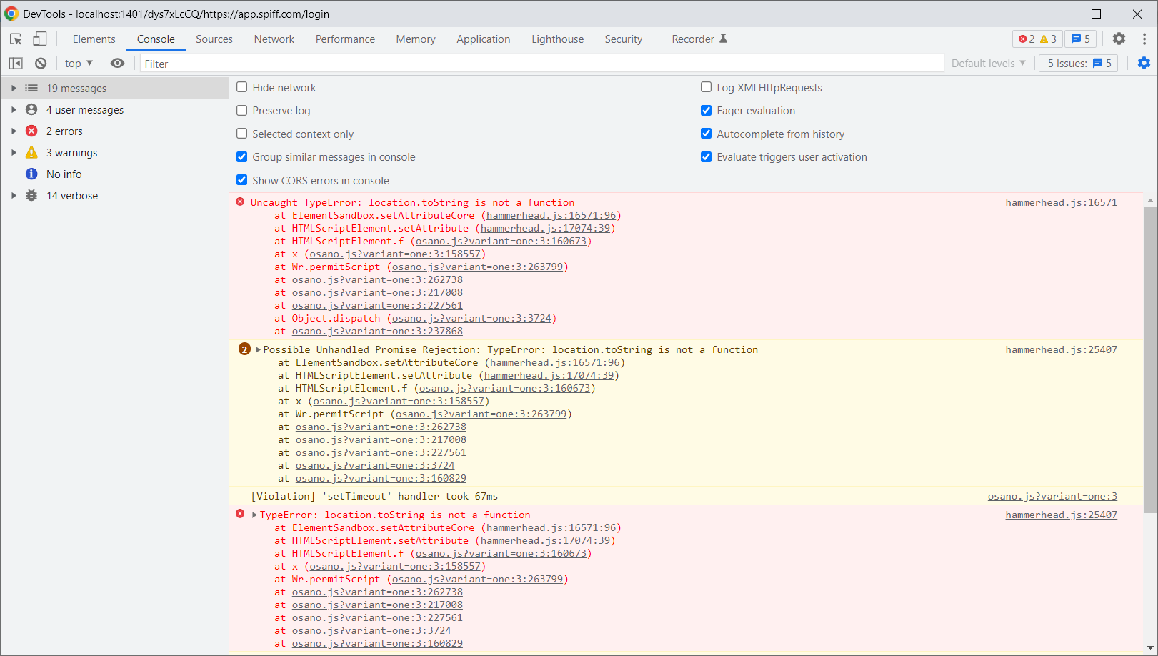 Spiff login page errors in Chrome/Edge, but works fine for Firefox · Issue #7340 · DevExpress ...