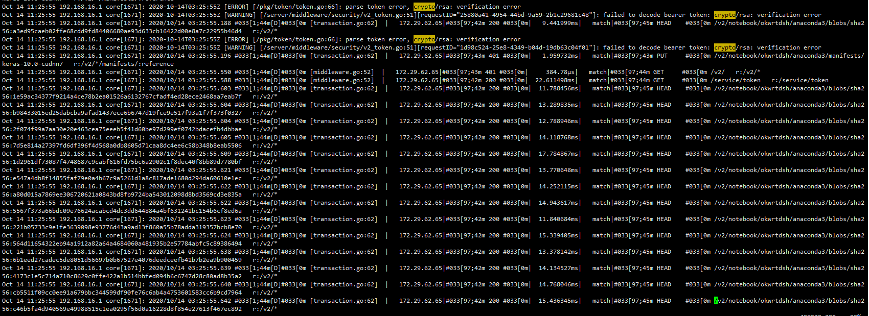 occasionally failed to decode bearer token: crypto/rsa: verification ...