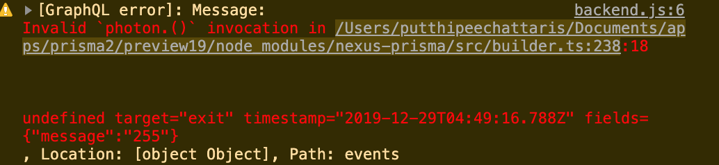 What Is This Error After Query · Issue 383 · Prismaprisma Client Js 