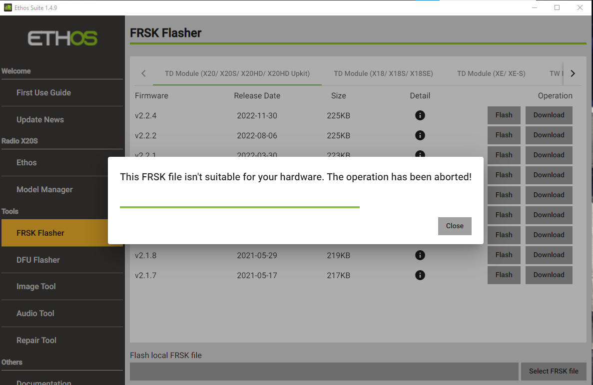 Flashing RF (frsk) not possitble via Suite · Issue #2833 · FrSkyRC/ETHOS-Feedback-Community · GitHub