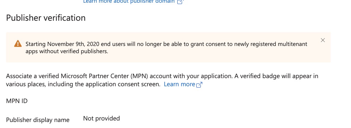 [BUG] AAD Application publisher verification · Issue #104 · microsoft/mona-saas · GitHub