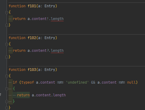 should type narrowing with non-null assertion / nullish coalescing operator when ...