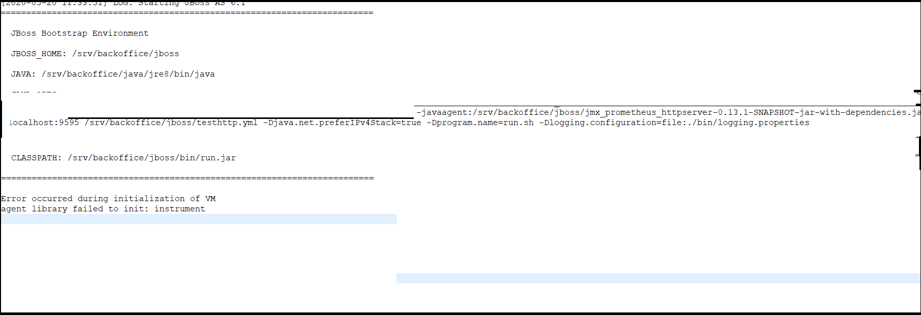 Failed to find Premain-Class manifest attribute jmx_prometheus_httpserver-0.13.1-SNAPSHOT-jar ...