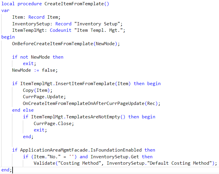 [Change Request] Page 30 "Item Card" – Procedure CreateItemFromTemplate ...