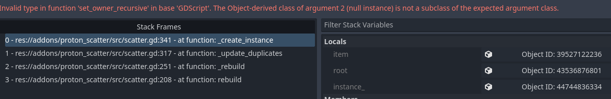 Godot V4 non-instance throw · Issue #95 · HungryProton/scatter · GitHub