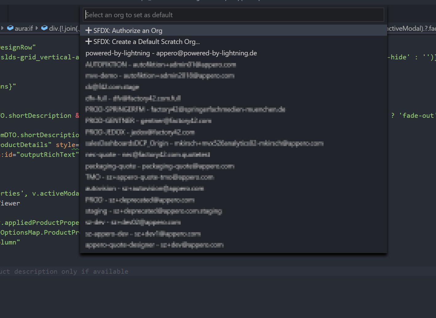 Clicking defaultScratchOrgName in bottom bar prompts for default org settings · Issue #1044 ...