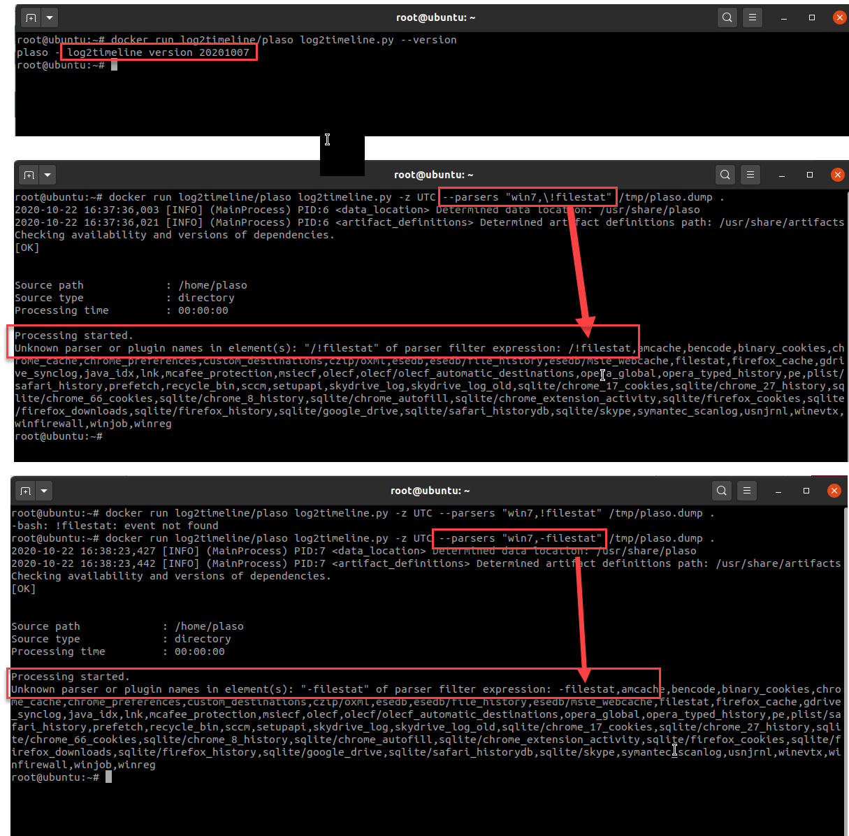 Unable to exclude parser when running log2timeline.py in Docker · Issue ...