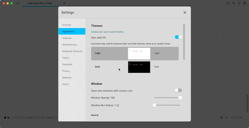 Have Warp Respect macOS theme settings · Issue #3753 · warpdotdev/Warp · GitHub